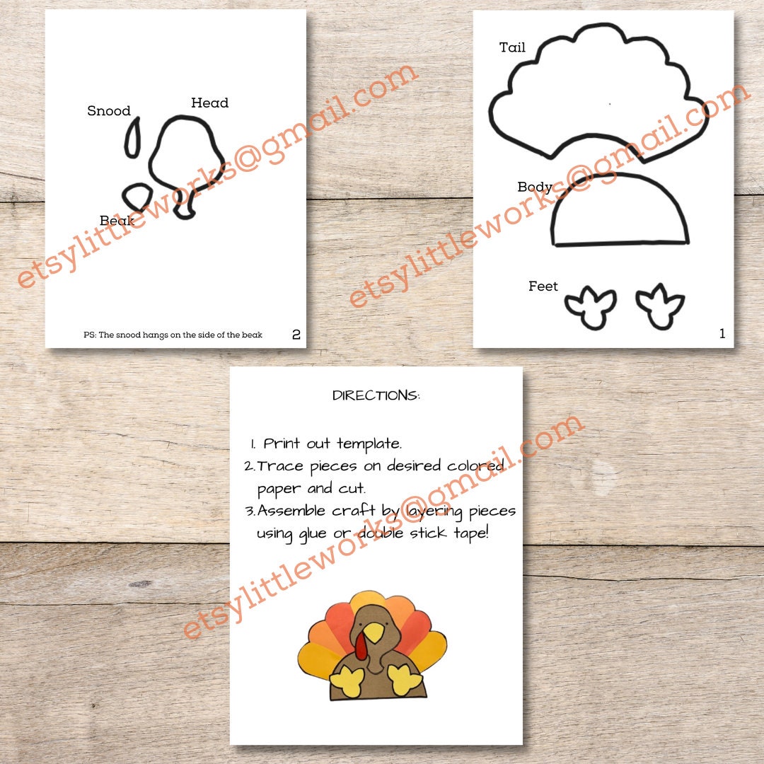 Printable Turkey Cut Out Kit/ Craft for Kids/ Thanksgiving Craft/ Cut ...