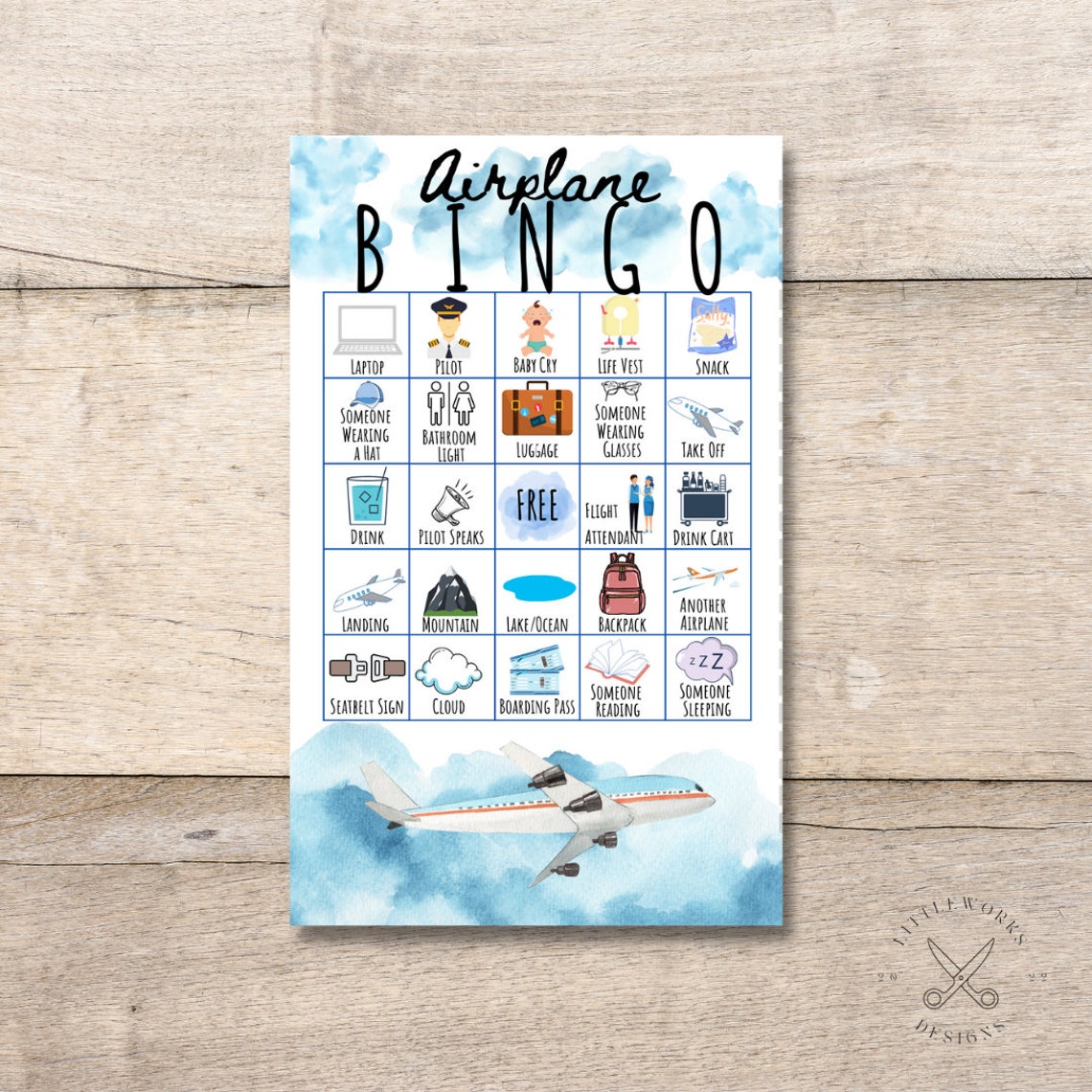 Travel Bingo/ Printable Airplane Bingo for Kids/ Printable Kid - Etsy