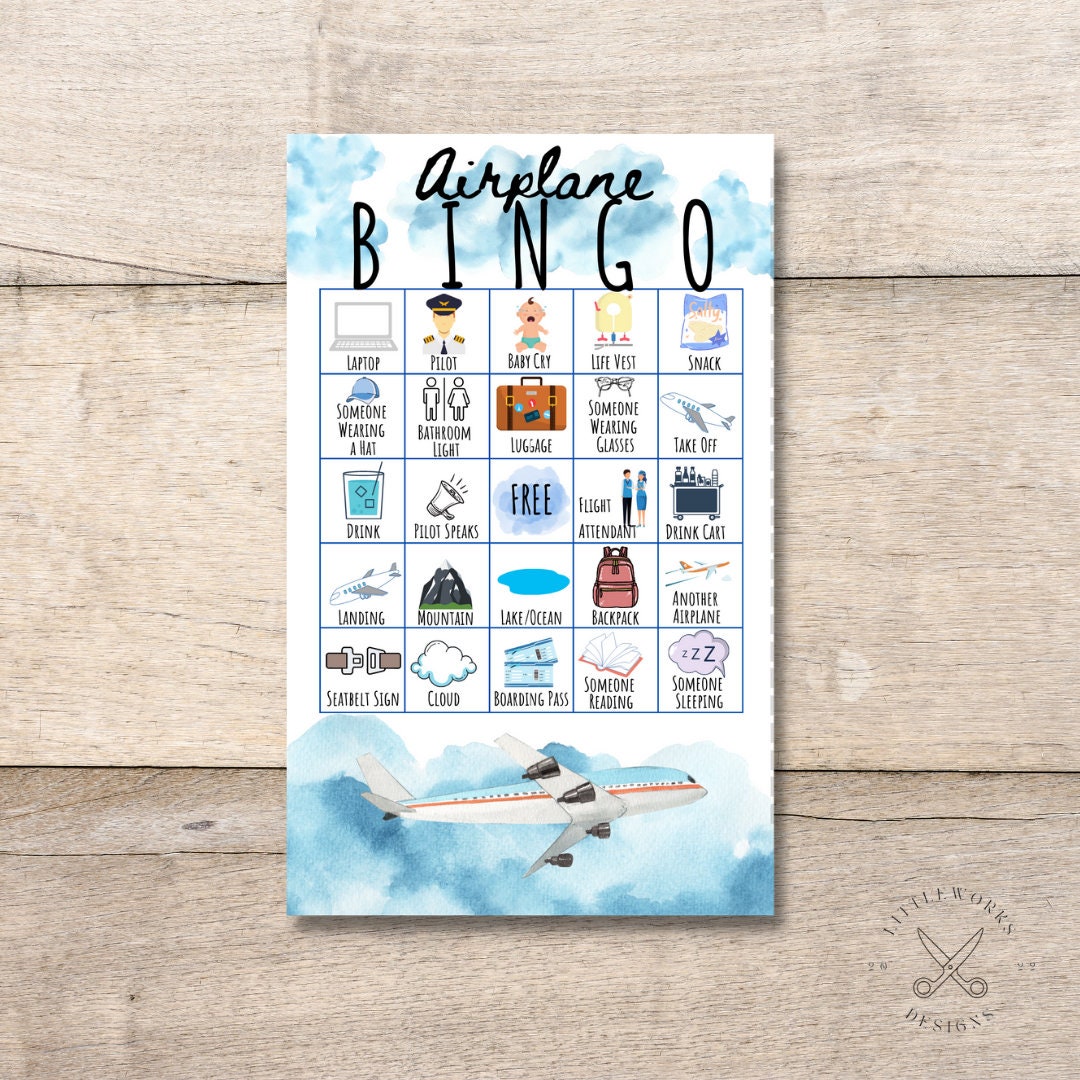 Travel Bingo/ Printable Airplane Bingo for Kids/ Printable Kid - Etsy