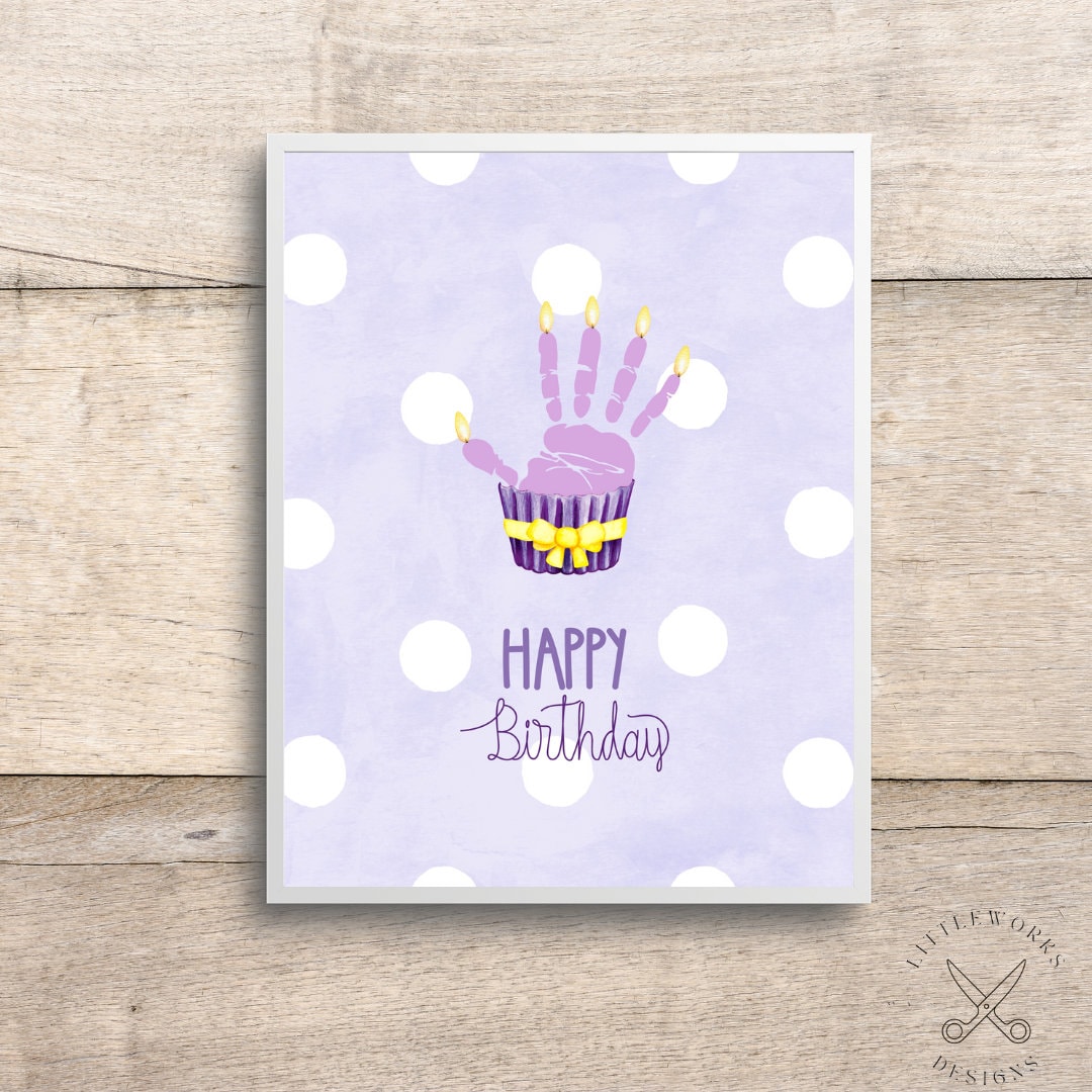 Printable Birthday Cupcake Handprint Art for Toddlers/ DIY Kids Craft ...