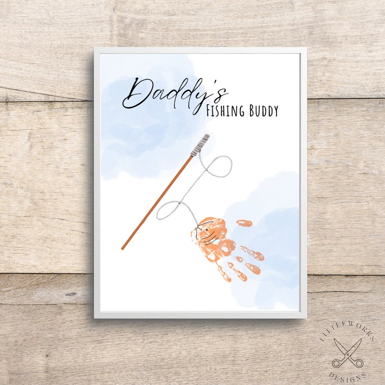 Editable Gift for Dad/ Baby Handprint/ Father's Day Fishing Card/ Gift ...