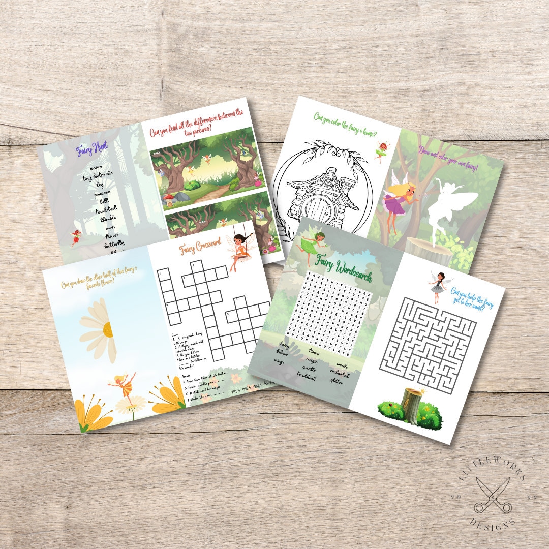 Fairy Activity Pack/ Kid Activities/ Kid Puzzles/ Coloring Page/ Fairy ...