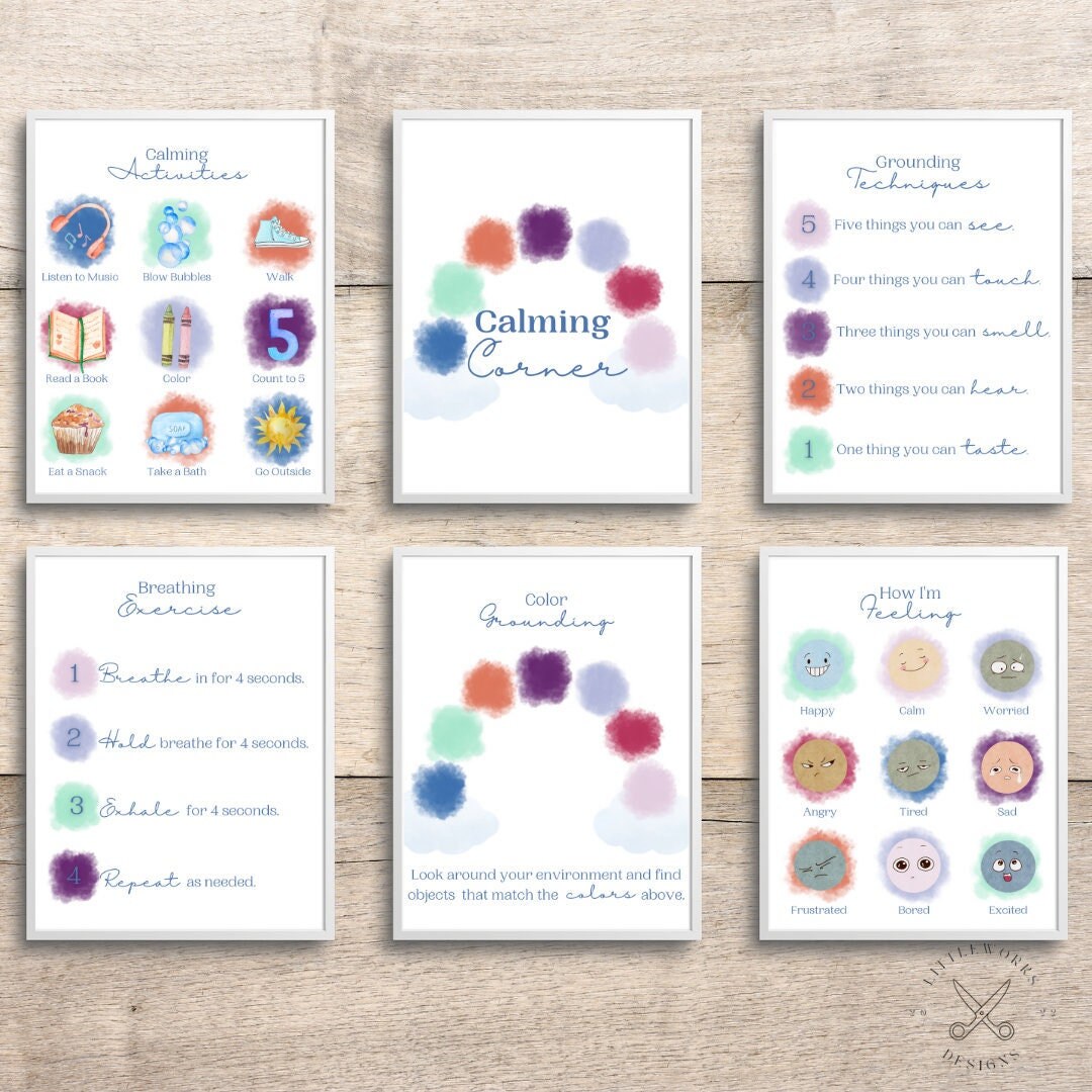 Calming Corner Breathing Exercises for Kids/ Printable Mindfulness ...