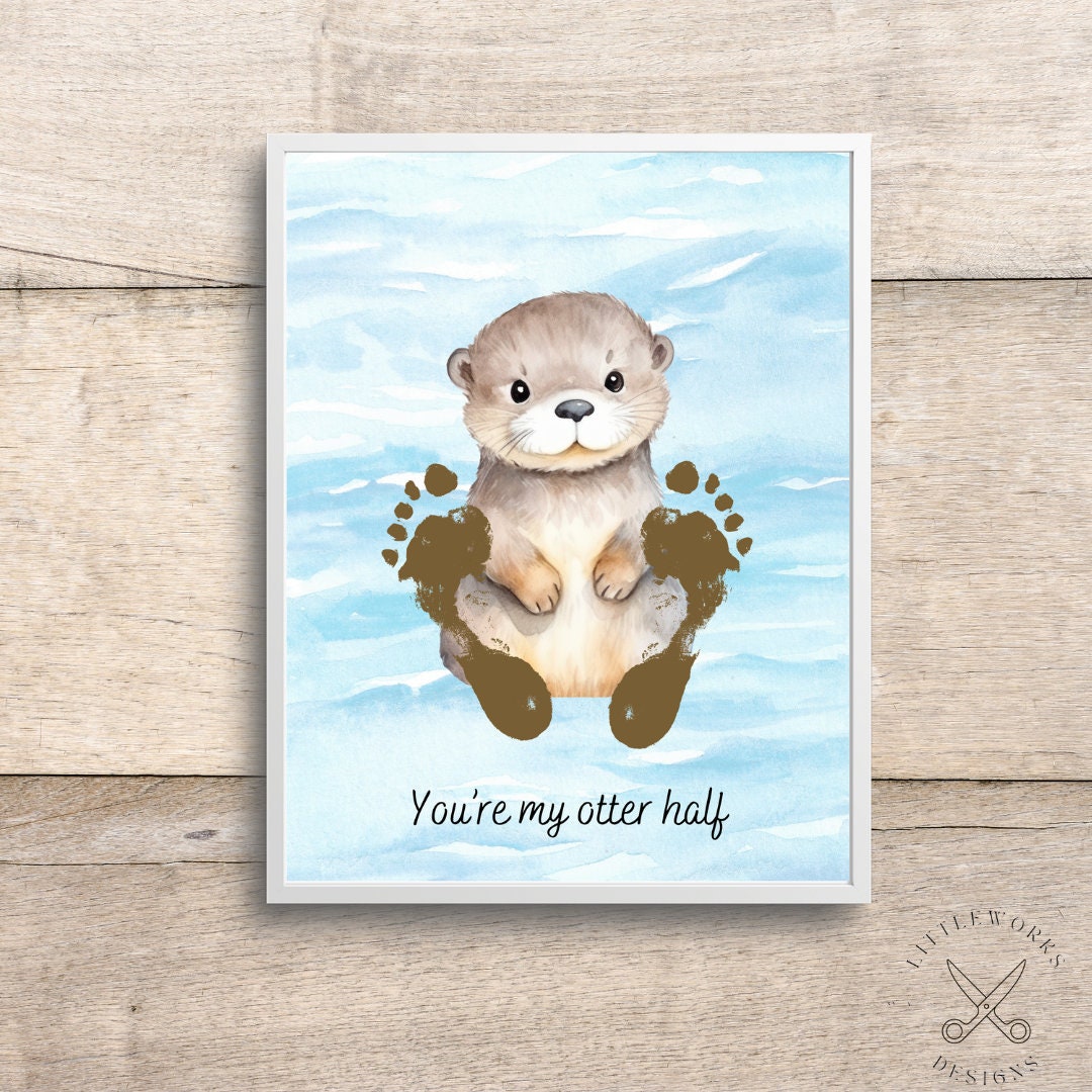 Editable Otter Handprint Art/ DIY Gift From Kid/ Baby Handprints/ Baby ...