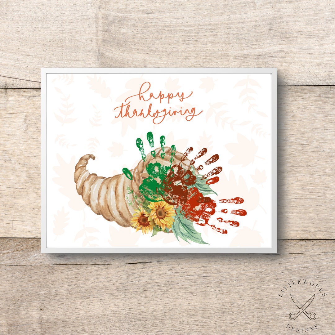 Cornucopia Handprint Art/ Thanksgiving Handprint Craft/ Kindergarten ...