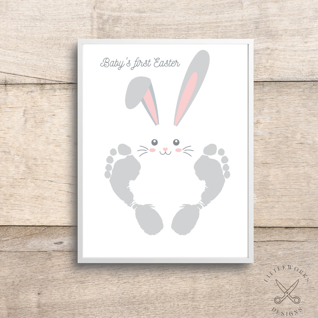Editable Easter Bunny Footprint Art/ Baby's First Easter Craft/ Sunday ...