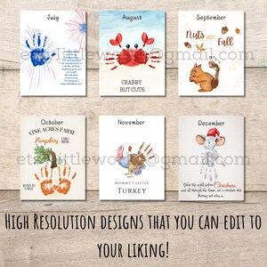 Editable Handprint Memory Book/ Handprint Keepsake/ Handprint Calendar ...