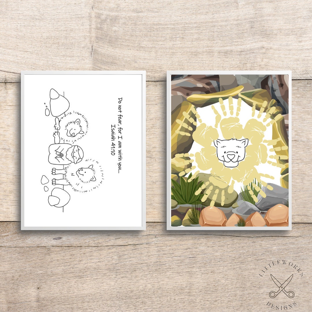 Daniel in Lion's Den Handprint Art: Sunday School Coloring Page (PDF ...