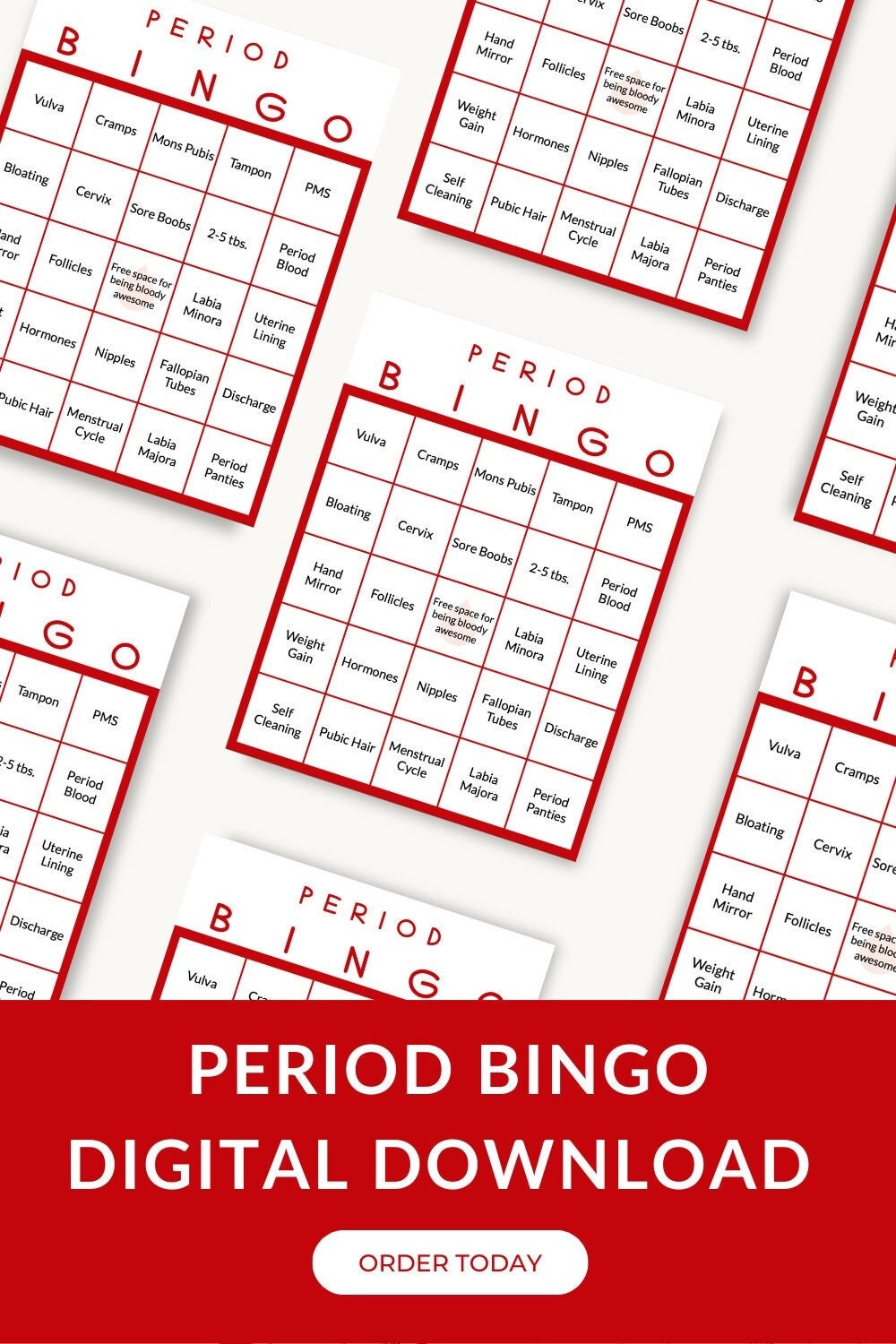 Period Bingo Digital Download - Etsy