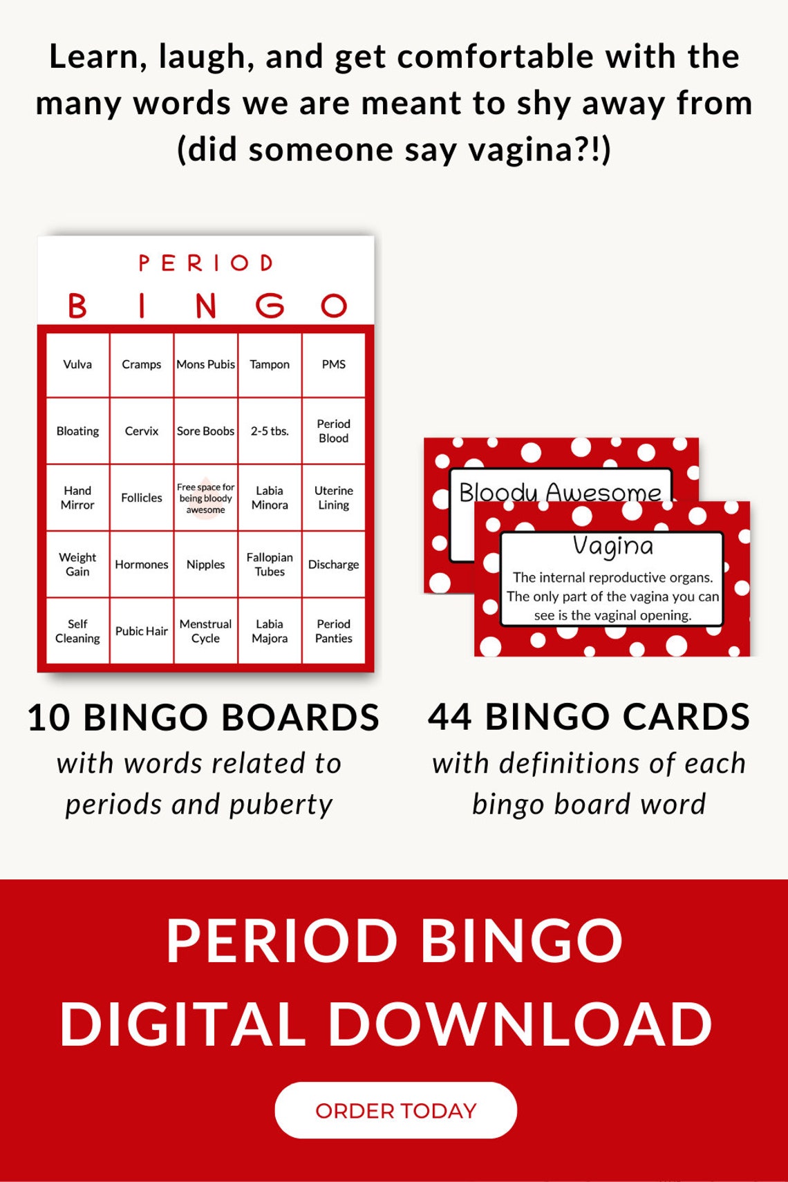 Period Bingo Digital Download - Etsy