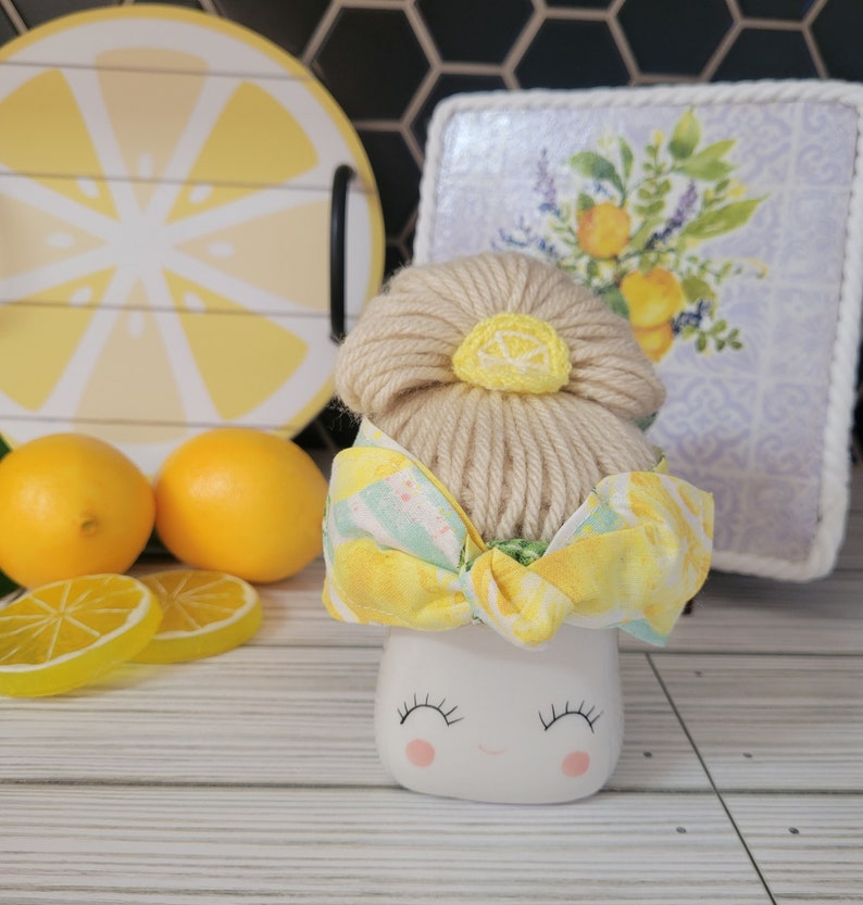 Rustic Country Lemon Tiered Tray Decor, Yellow Rolling Pin, Wood Bead ...