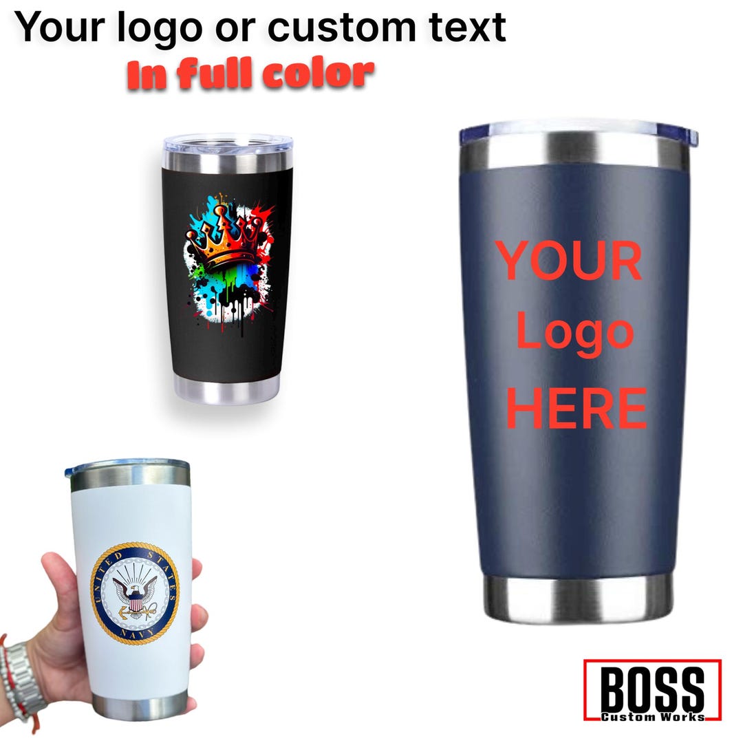 Personalized Painted 20oz Tumbler, Add Your Logo, Full Color Logo, Bulk ...