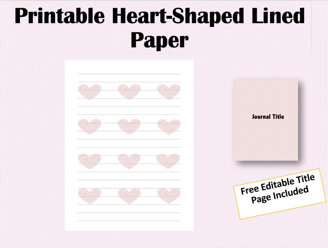 Printable Valentines Day Heart Themed Lined Paper, Journal, Writing ...