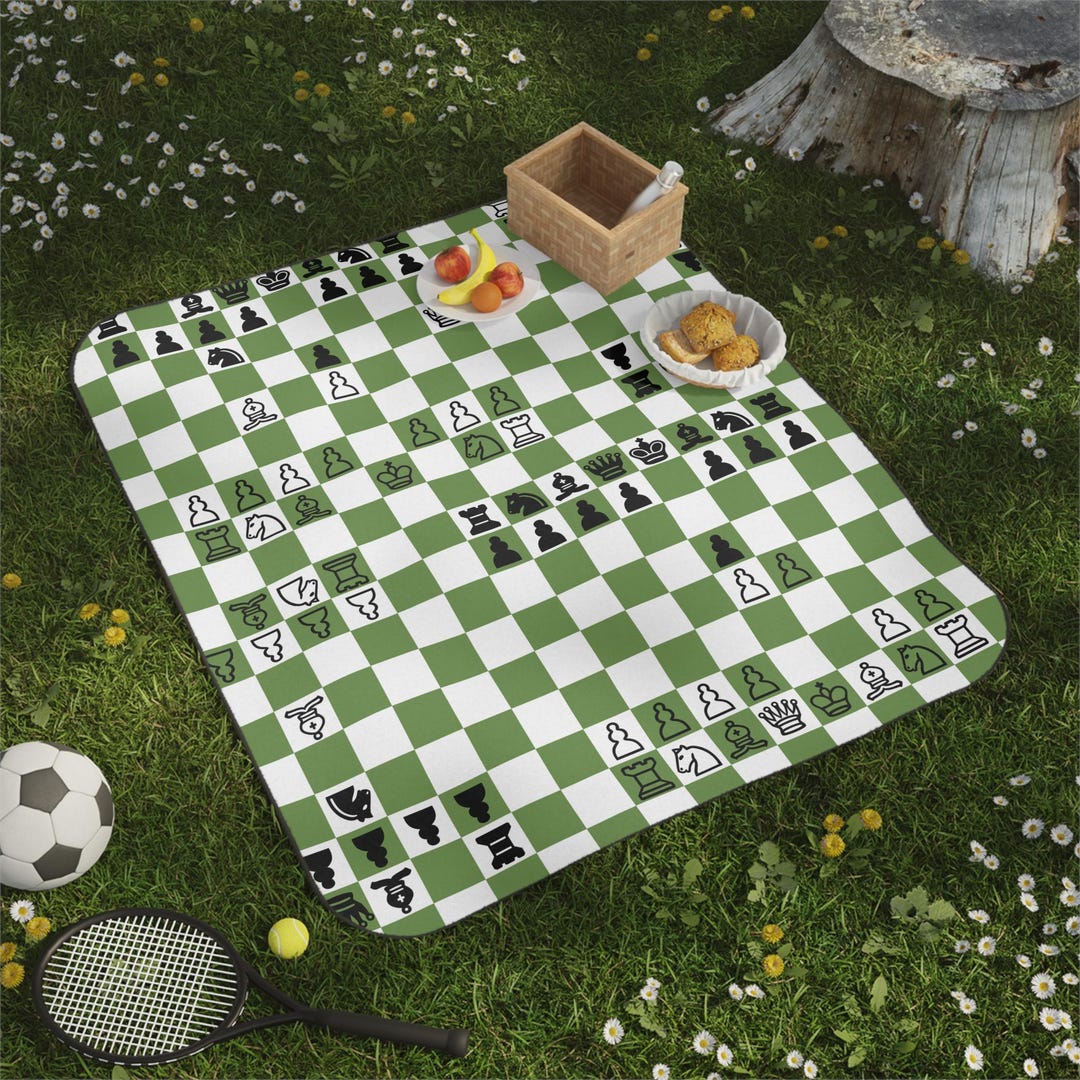 Picnic Blanket, Chess Theme Queen's Gambit Scholar's Mate, Outdoor ...