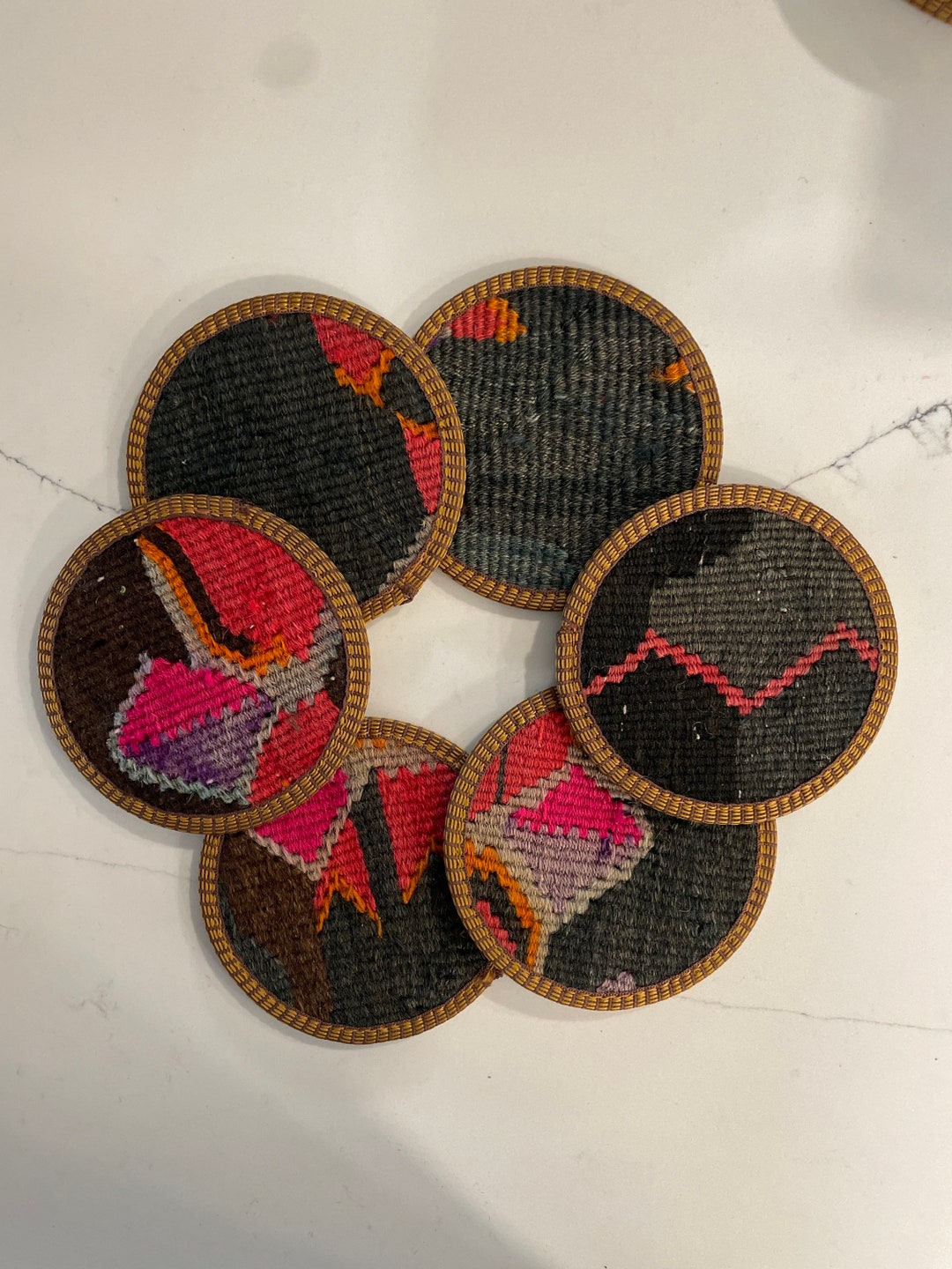 Coaster Set Fabric Cloth 6 Pieces Unique Woven Fabric - Etsy