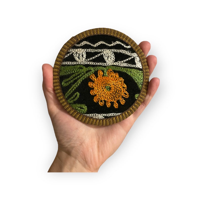 Embroidered Fabric Coaster Set Fabric & Vinyl Backing - 6 Pieces ...