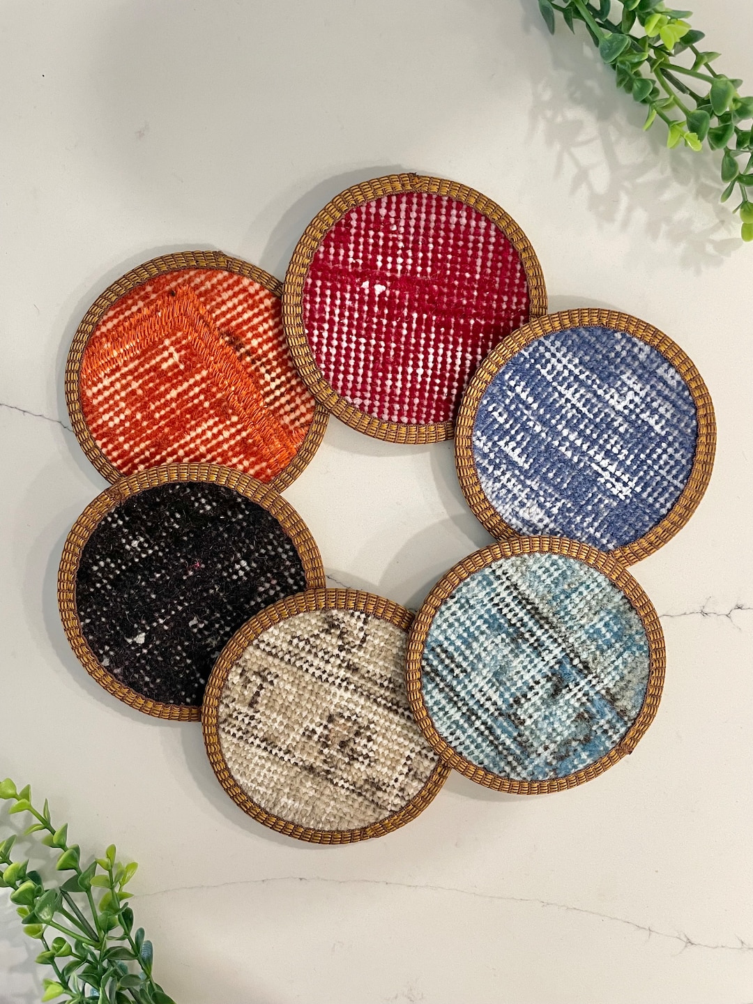 Colorful Coaster Set Fabric Cloth Carpet Coasters 6 or 4 Pieces, Unique ...