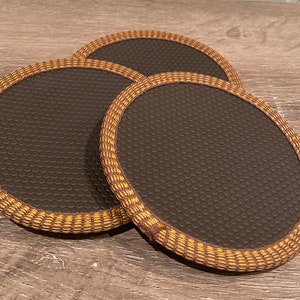 Embroidered Fabric Coaster Set Fabric & Vinyl Backing - 6 Pieces ...