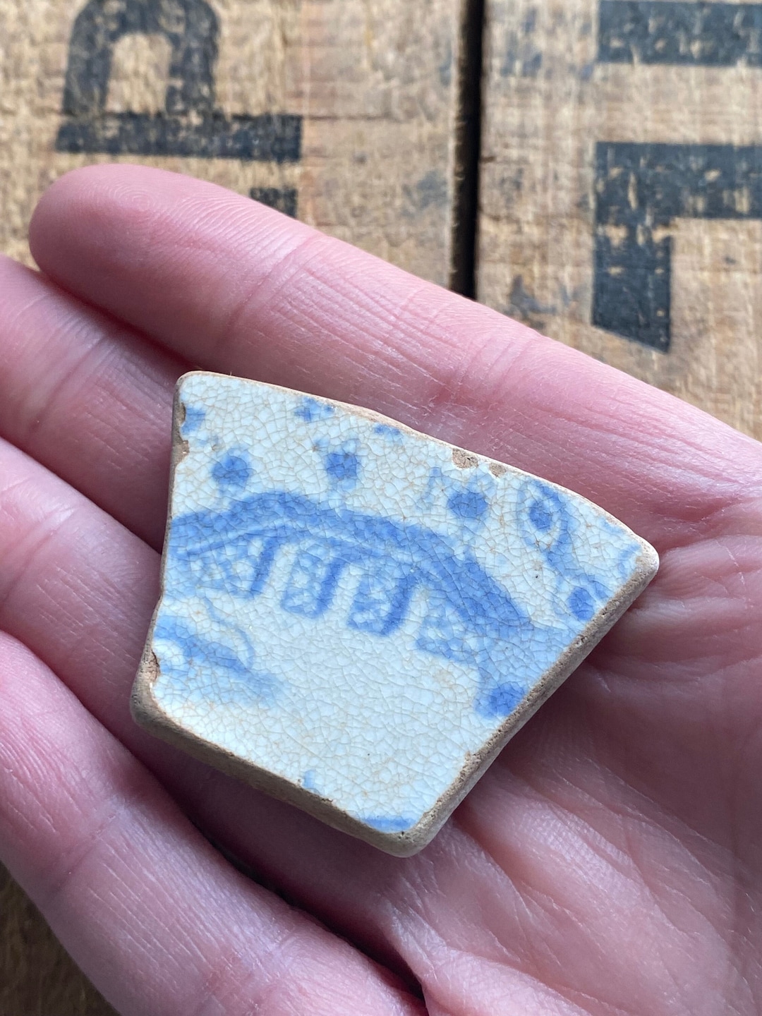 Sea Pottery Sherd Willow Pattern 3 Men on Bridge Sea Ceramic Shards - Etsy