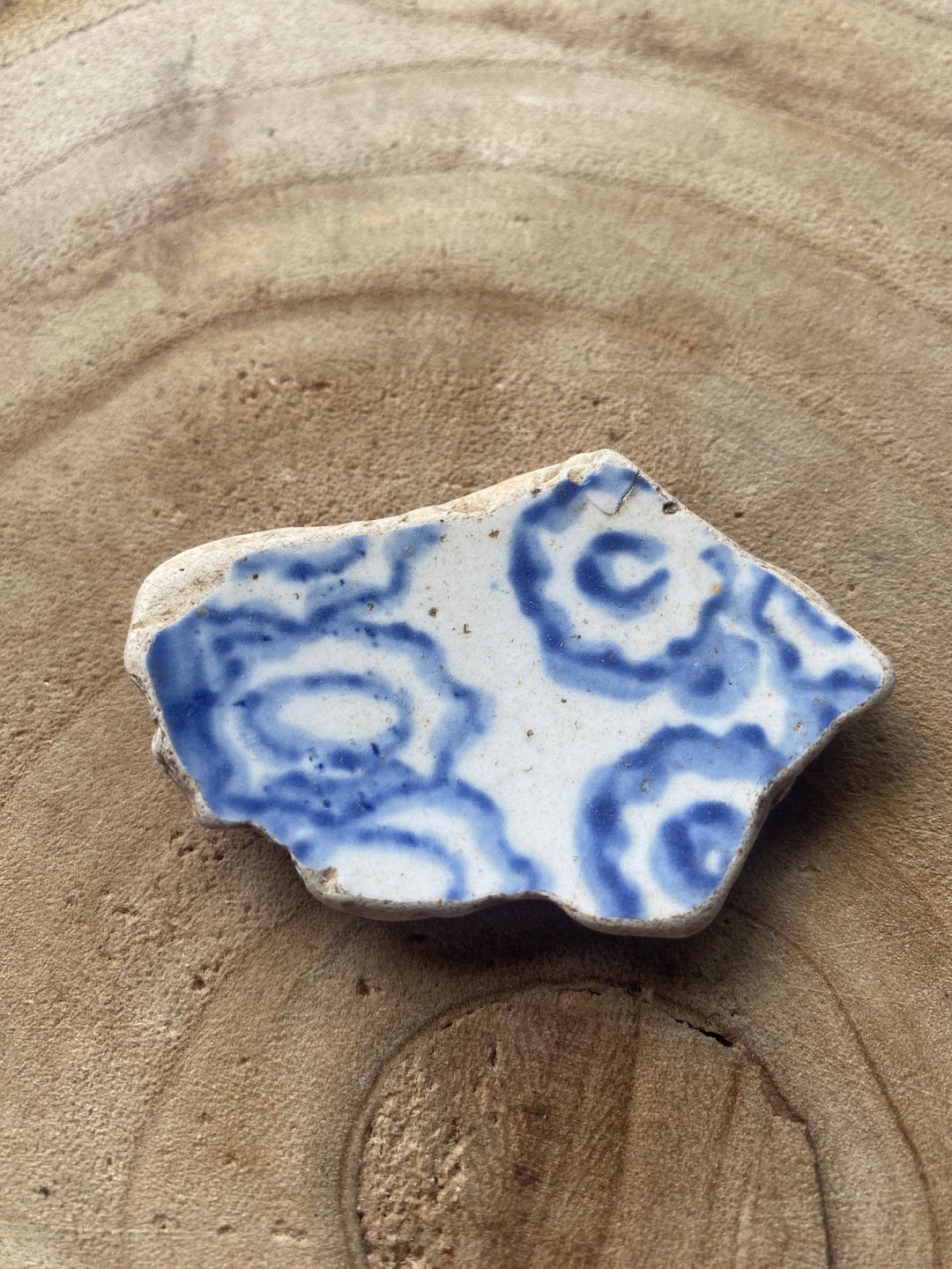 Floral Sea Pottery Shard: Blue & White Scottish Beach Find - Etsy