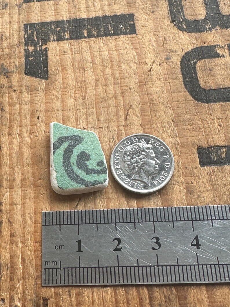 Green Wave Pattern Beach Pottery Piece | Sea Ceramic Shard - Etsy