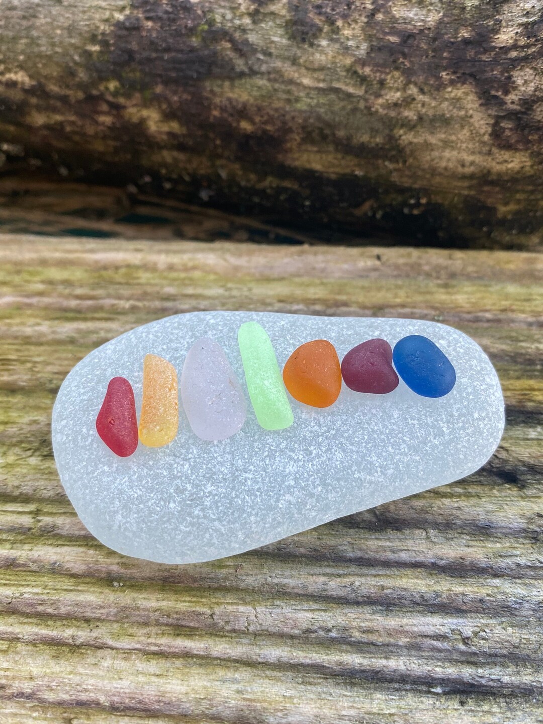 Sea Glass Rainbow Beach Glass Collector Display Red Blue Yellow - Etsy