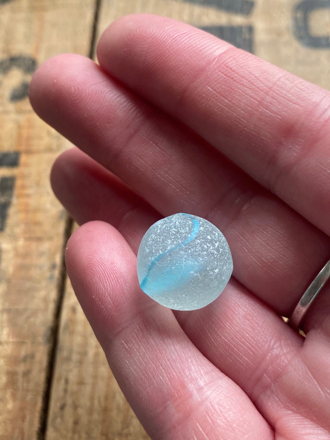 White and Blue Sea Glass Marble Scottish Beach Find Sea Worn Marbles - Etsy