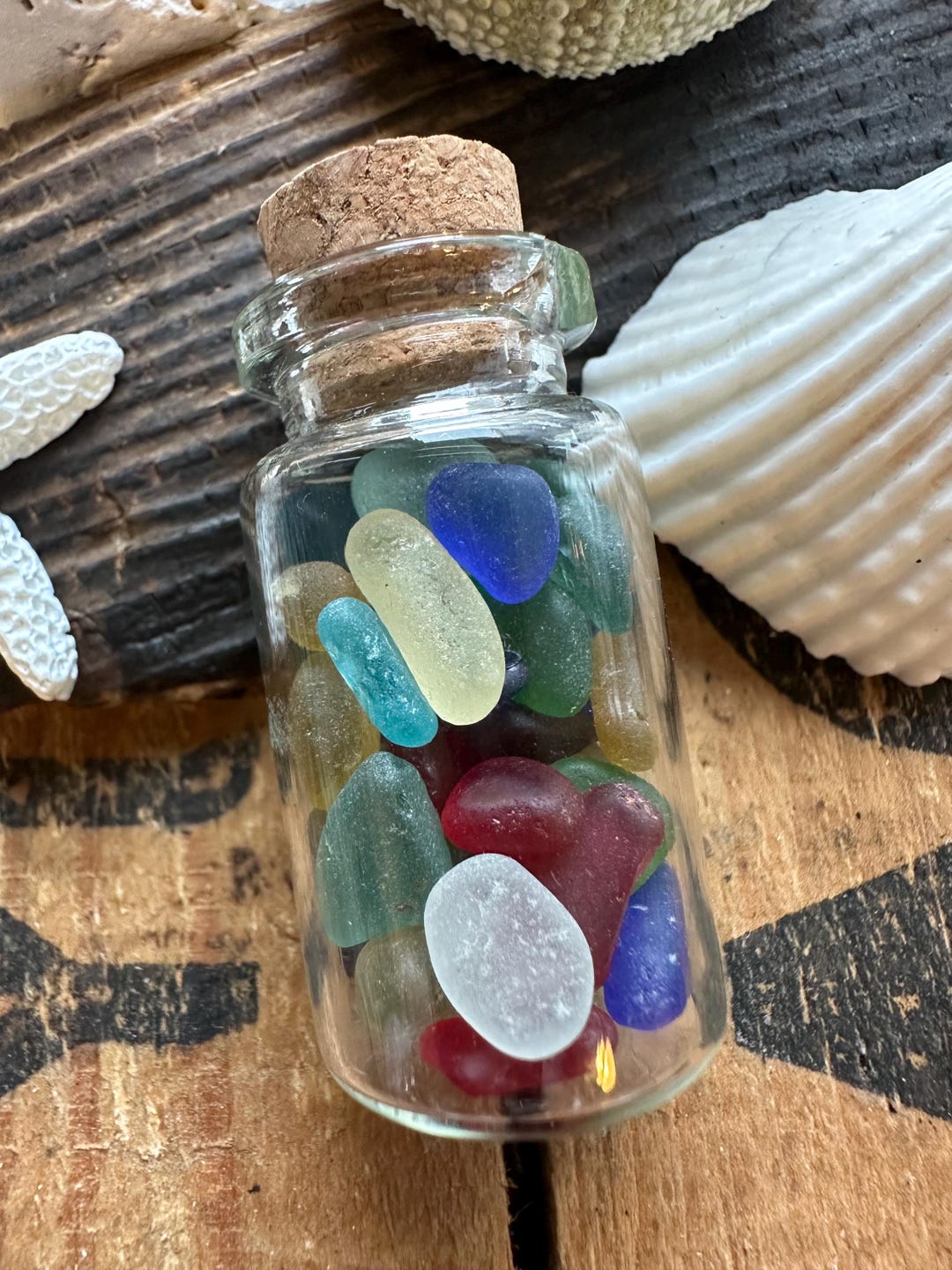 Tiny Rare Rainbow Coloured Sea Glass Pieces in Glass Jar | Jewelry ...