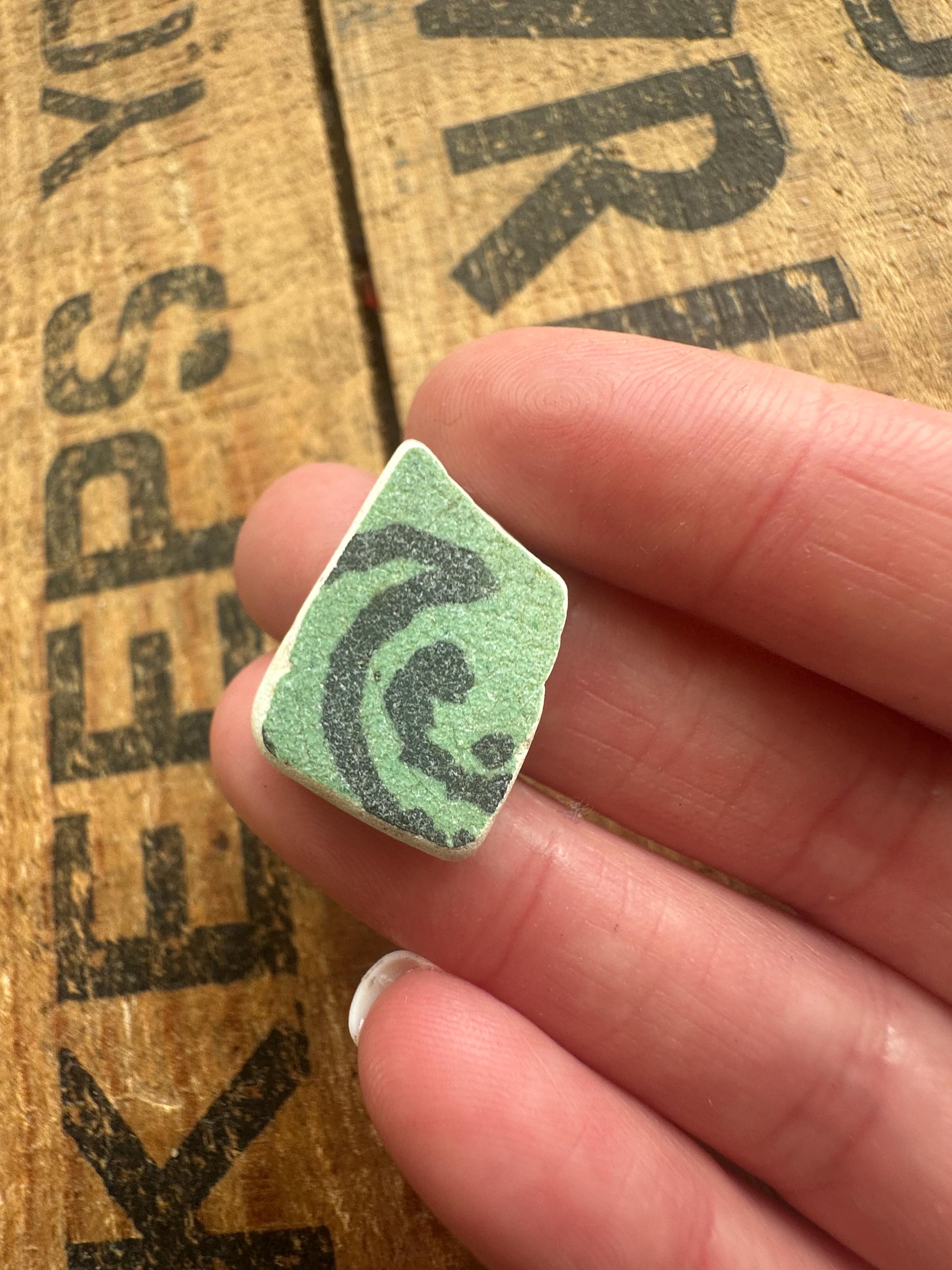 Green Wave Pattern Beach Pottery Piece | Sea Ceramic Shard - Etsy
