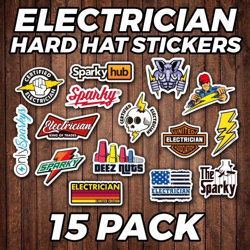 15 Pack Electrician Waterproof Stickers Hard Hat Toolbox - Etsy
