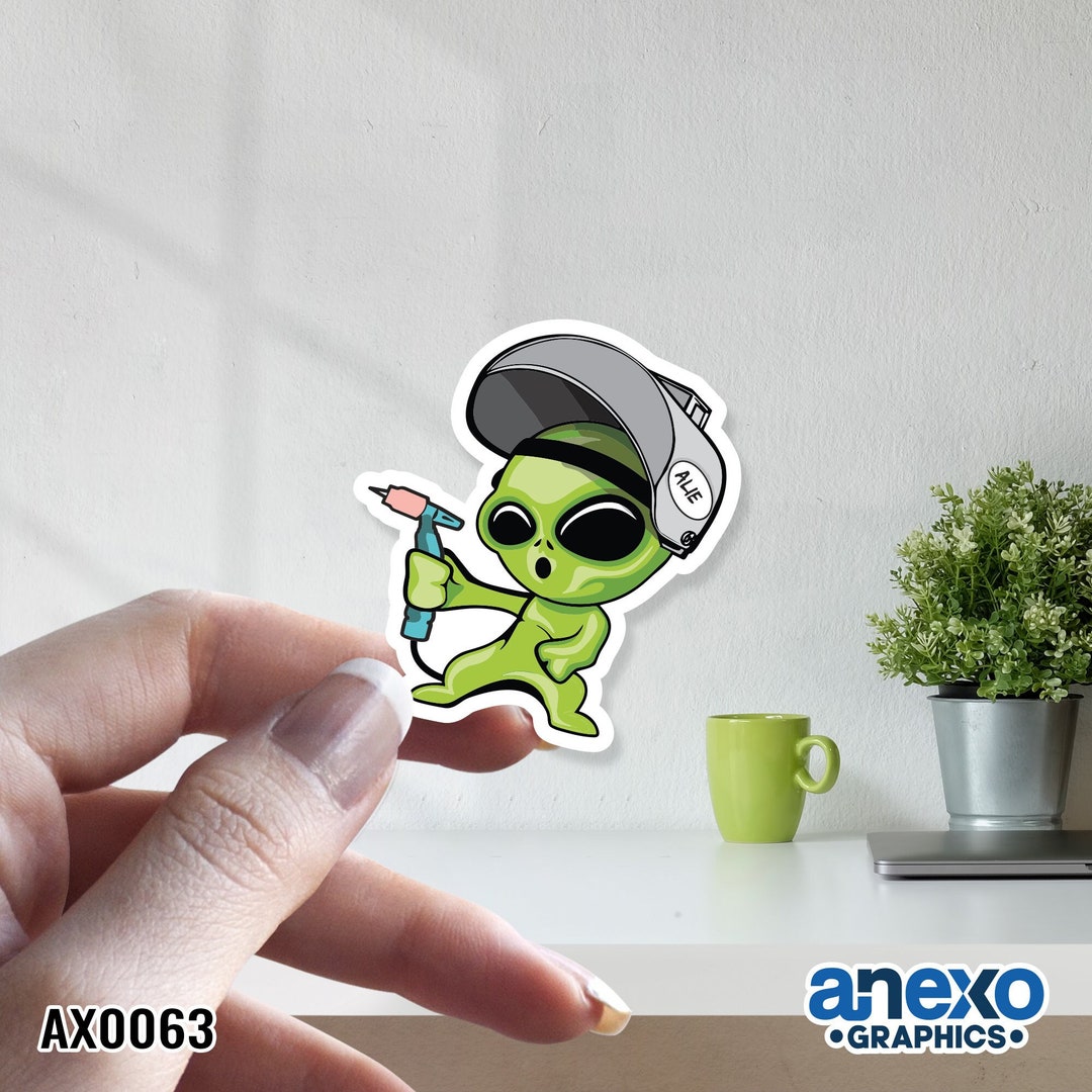Alien Welder Sticker Welding Decal Waterproof Laminated Vinyl Helmet ...