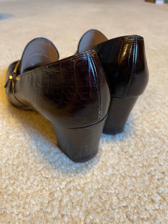 Vintage Ferragamo leather crocodile embossed shoes - Gem