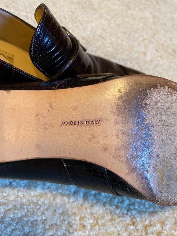 Vintage Ferragamo leather crocodile embossed shoes - Gem