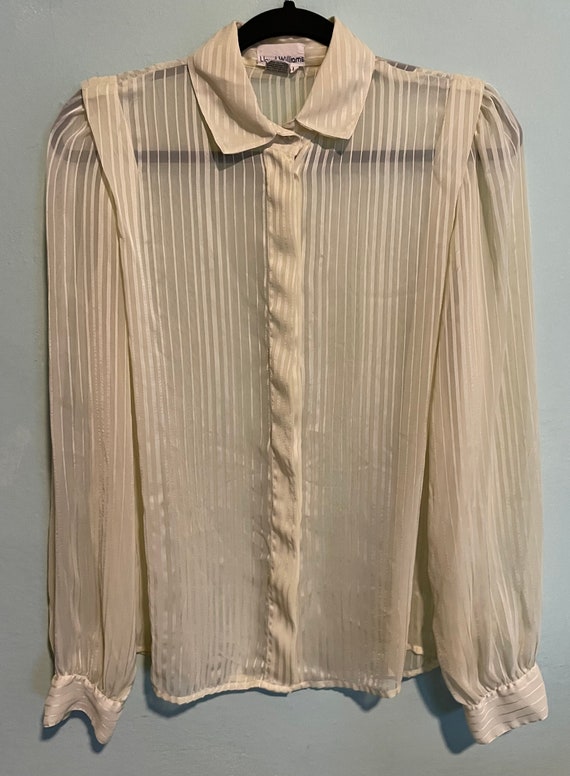 Vintage Sheer Yellow Blouse with Gorgeous Buttons - Gem