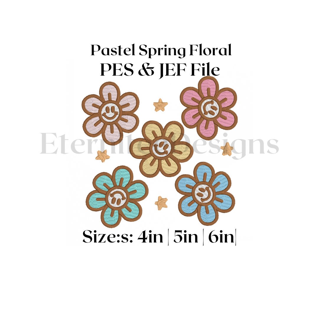 Pastel Spring Floral Machine Embroidery Design Files Instant Download ...