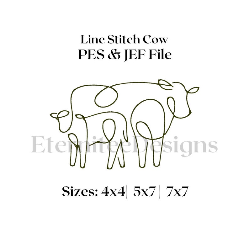 Line Stitch Single Stitch Cow Machine Embroidery Design | One Line ...