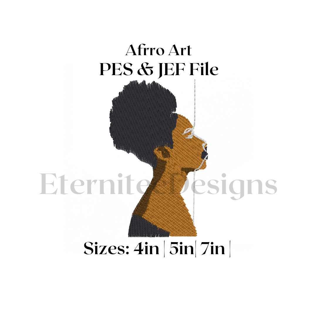 Afro Centric Art Embroidery Design Files | Black Girl Embroidery Design ...
