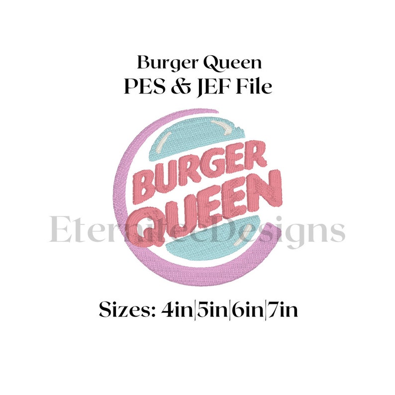 Pastel Burger Queen Machine Embroidery Design Files Instant Download ...