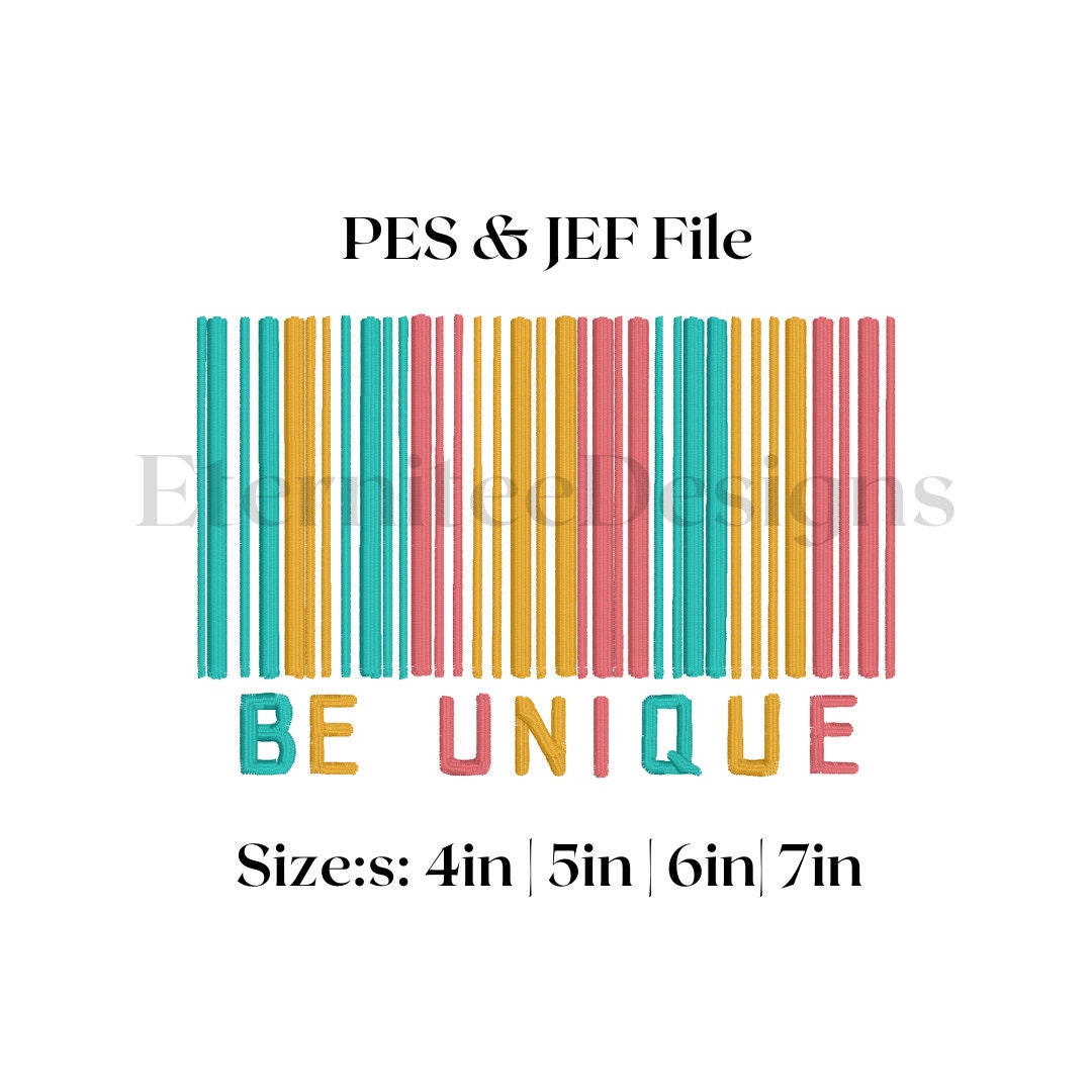 Be Unique Barcode Cute Downloadable Machine Embroidery Design Instant ...