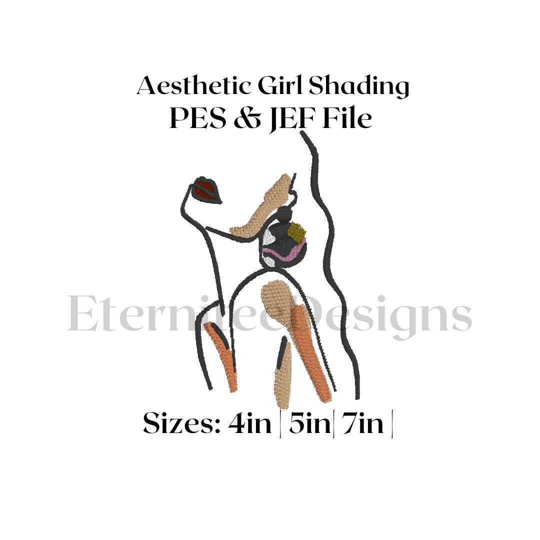 Aesthetic Girl Art Shading Embroidery Design | Machine Embroidery Art ...