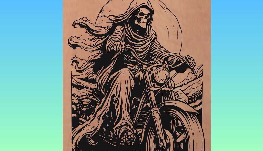 Grim Reaper on a Motor Cycle Svg, Skeleton Svg, SVG, Rustic, Tarot Card ...
