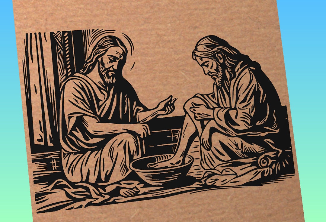 Jesus Washing Feet Svg, Jesus Christ Svg, Christian, SVG, Rustic, Jesus ...