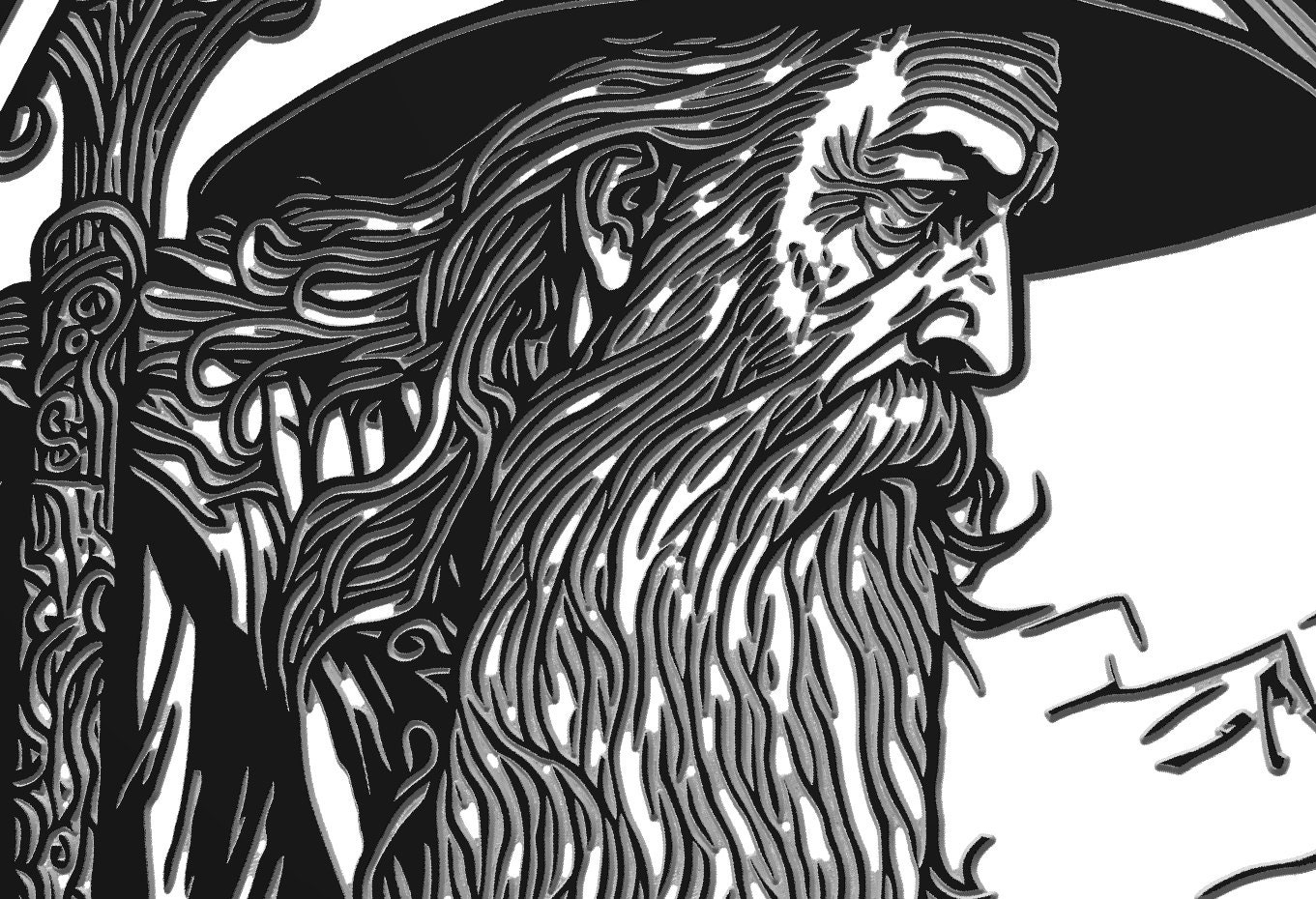 Wizard Svg, Mage Svg, SVG, Rustic, Old Man, Black and White, Vector ...