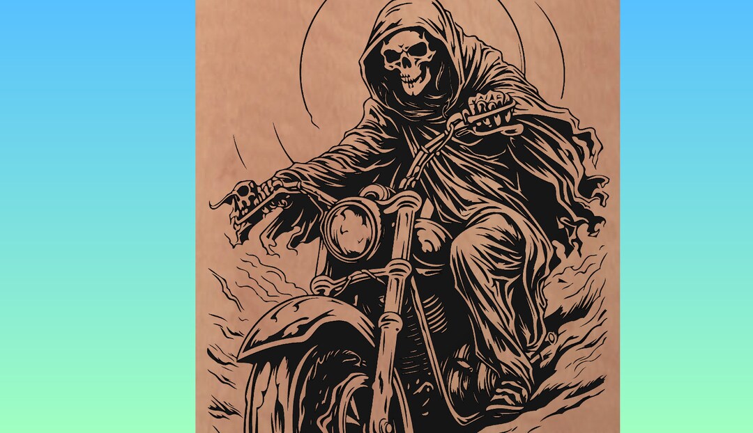 Grim Reaper on a Motor Cycle Svg, Skeleton Svg, SVG, Rustic, Tarot Card ...
