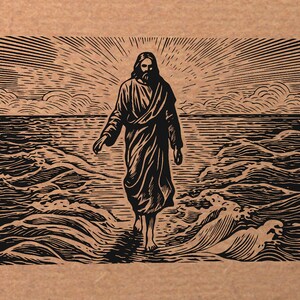 Jesus Walking on Water Svg, Jesus Christ Svg, Christian, SVG, Rustic ...