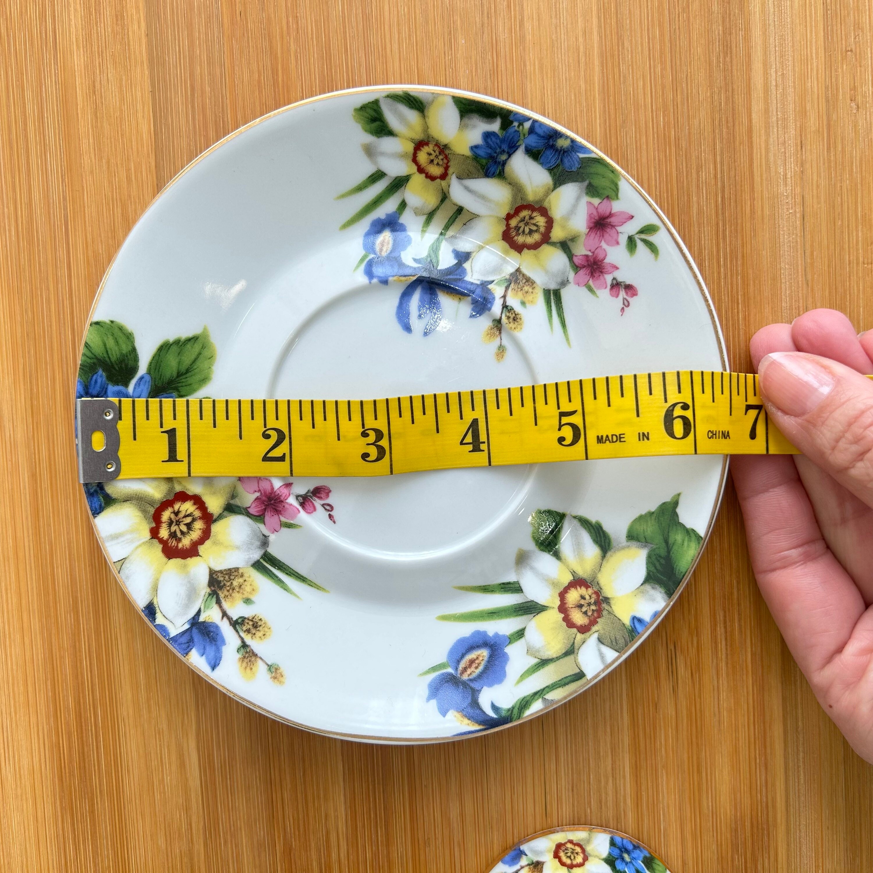 Vintage Fun Shaped Tea Cup and Saucer Spring Flowers Porcelain Tea Cup ...