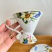 Vintage Fun Shaped Tea Cup and Saucer Spring Flowers Porcelain Tea Cup ...