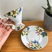 Vintage Fun Shaped Tea Cup and Saucer Spring Flowers Porcelain Tea Cup ...
