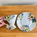 Vintage Fun Shaped Tea Cup and Saucer Spring Flowers Porcelain Tea Cup ...