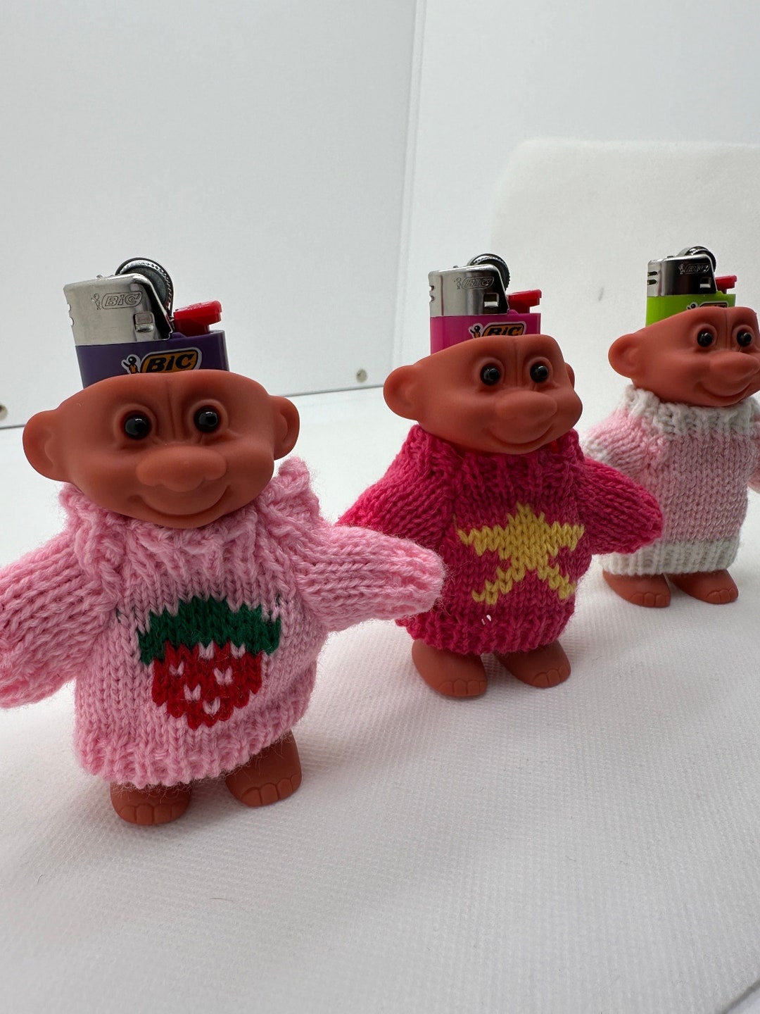 Fuzzy, Naked Troll, Pink Strawberry Fuzzy Sweater, Bright Pink Yellow ...